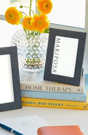 MARIPOSA Grasscloth Textured 4" X 6" Picture Frame - Blue