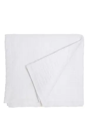 POM POM AT HOME Owen Quilted Linen Coverlet - White