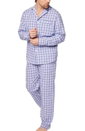 PETITE PLUME Royal Cotton Gingham Check Pajamas - Blue