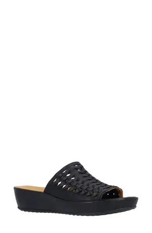 L'AMOUR DES PIEDS Cyra Platform Wedge Slide Sandal - Black