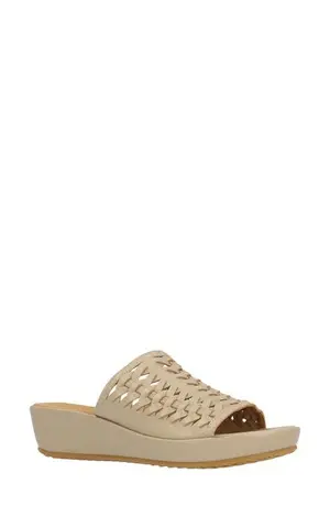 L'AMOUR DES PIEDS Cyra Platform Wedge Slide Sandal - Platino