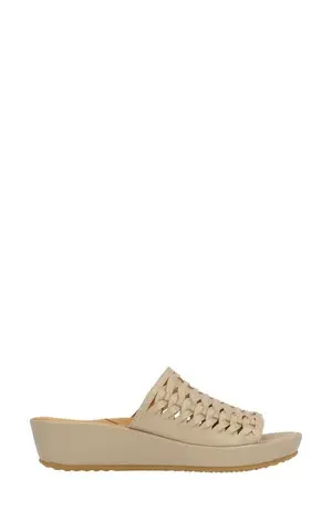 L'AMOUR DES PIEDS Cyra Platform Wedge Slide Sandal - Platino