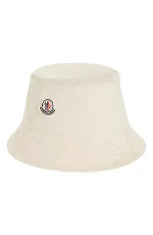 Moncler Logo Patch Bucket Hat - White