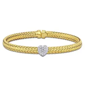 JULIANNA B. Cubic Zirconia Heart Bangle - Yellow-plated