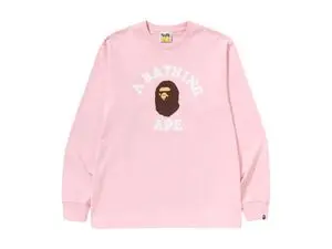BAPE College Long Sleeve Tee Shirt - Pink