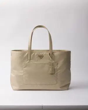 Prada Re-edition 1978 Large Re-nylon And Saffiano Leather Tote Bag - Neutral
