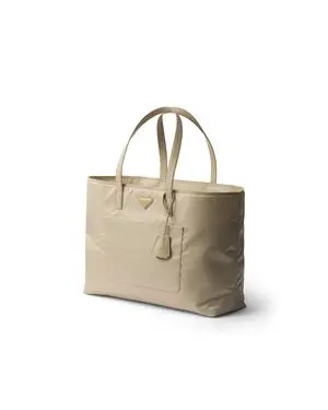 Prada Re-edition 1978 Large Re-nylon And Saffiano Leather Tote Bag - Neutral