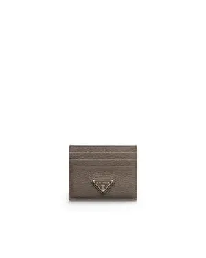 Prada Leather Card Holder Grey