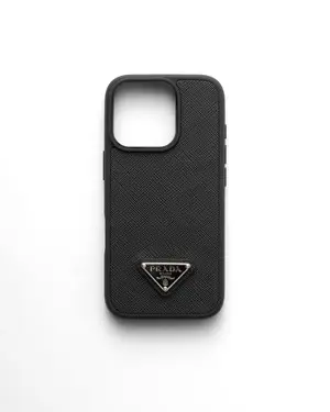 Prada Saffiano Leather Case For Iphone 16 Pro - Black