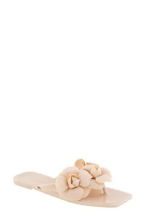 Bcbgmaxazria Lulu Floral Appliquéd Flip-flops - Stone