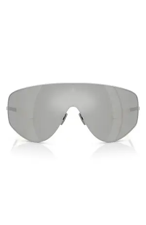 Moncler 45mm Pilot Sunglasses - Matte Silver / Mirror Silver