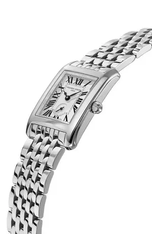 FREDERIQUE CONSTANT Classic Carrèe Diamond Leather Strap Watch - Silverone