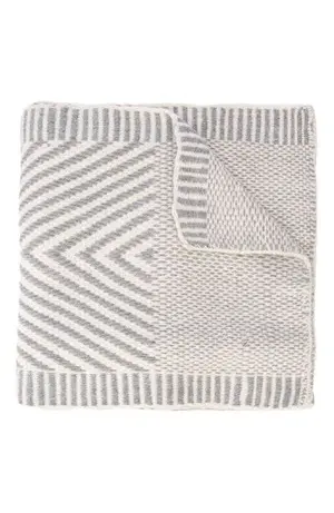 Voz Chevron Scarf In Baby Alpaca Ivory/grey