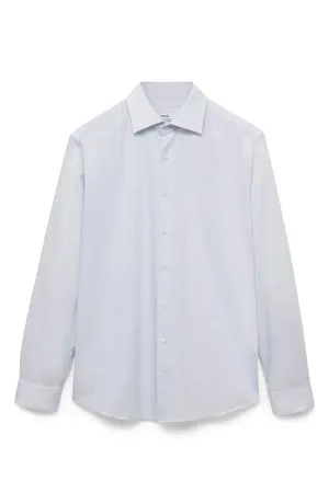 Mango Stripe Cotton Button-up Shirt - Blue