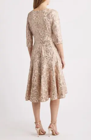 TAHARI ASL Bead & Sequin A-line Dress