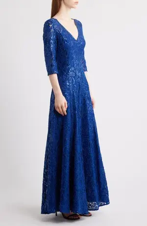 TAHARI ASL Beaded Sequin Gown