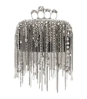 Alexander McQueen Crystal Skull Four-ring Clutch - Black