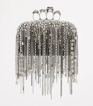 Alexander McQueen Crystal Skull Four-ring Clutch - Black
