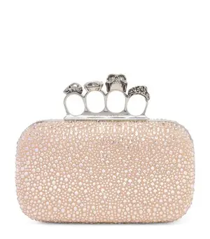 Alexander McQueen Crystal Skull Four-Ring Clutch Purple