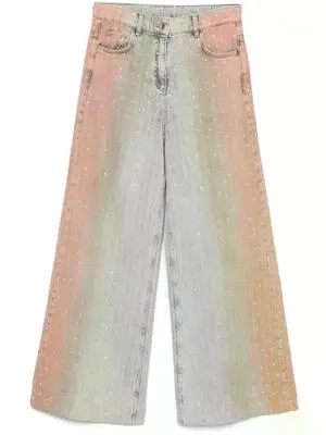 Patrizia Pepe Rhinestone-embellished Wide Leg Jeans