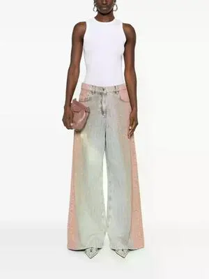Patrizia Pepe Rhinestone-embellished Wide Leg Jeans