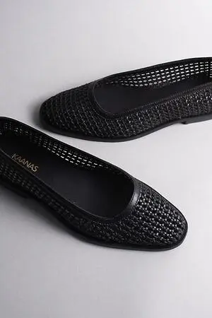 Kaanas Nana Ankle-strap Woven Ballet Flats