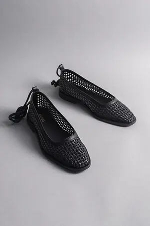 Kaanas Nana Ankle-strap Woven Ballet Flats