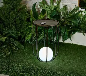 GARDEN REFLECTIONS Metal Plant Stand With Led Ball Light