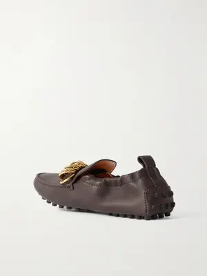 TOD'S Gommino 22l Embellished Leather Loafers - Brown