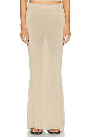 SEROYA Kora Knit Maxi Skirt - Stone