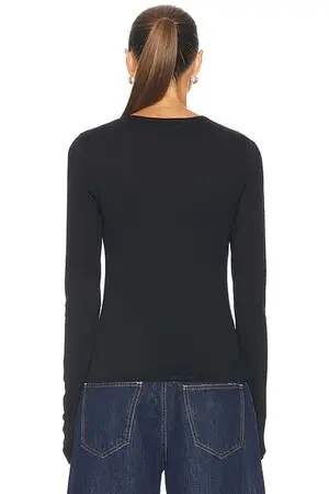 Eterne Fitted Crewneck Long Sleeve Top - Black