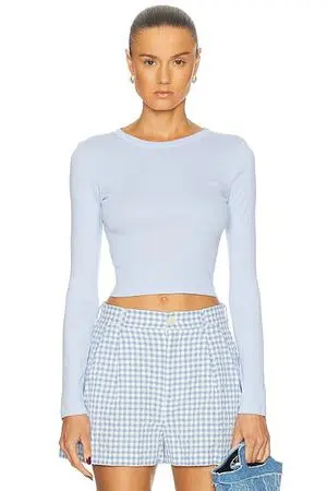 Enza Costa Supima Baby Rib Long Sleeve Cropped Top