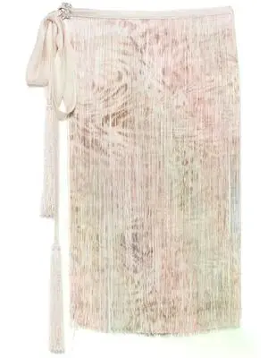 Blumarine Fringed Mini Skirt - Neutrals