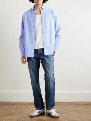 Nn07 Colby 5910 Button-down Collar Logo-embroidered Organic Cotton Shirt
