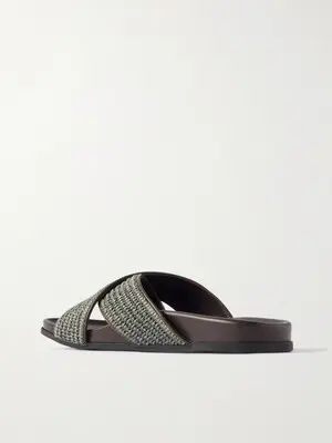 Manolo Blahnik Chiltern Raffia Slides - Green