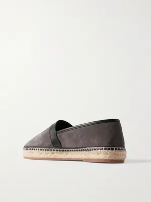 Manolo Blahnik Nerano Leather-trimmed Suede Espadrilles - Gray