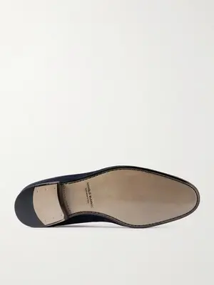 Manolo Blahnik Modena Leather-trimmed Suede Loafers