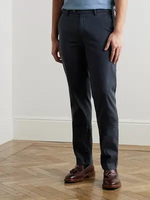 Canali Garment-dyed Stretch-lyocell And Cotton-blend Trousers
