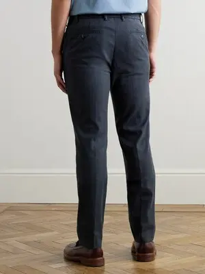 Canali Garment-dyed Stretch-lyocell And Cotton-blend Trousers