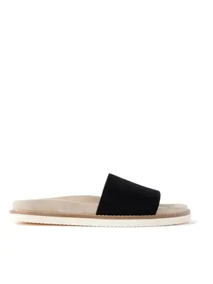 Brunello Cucinelli Suede Slides - Black