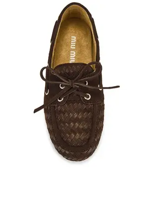 Miu Miu Woven Leather Moccasin