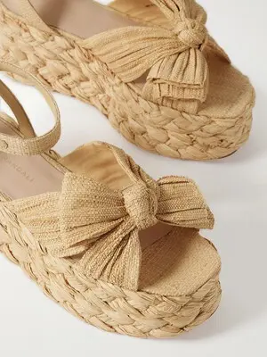 LOEFFLER RANDALL Gaby Raffia Platform Sandals - Neutrals