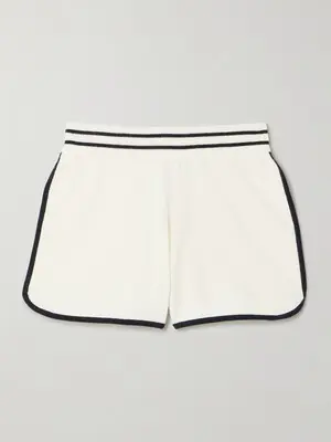 ALLUDE Striped Cashmere Shorts - Cream