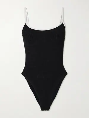 Hunza G Hunza G Pamela Seersucker One Piece Swimsuit Black