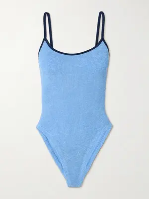 Hunza G Hunza G Pamela Seersucker One Piece Swimsuit Blue