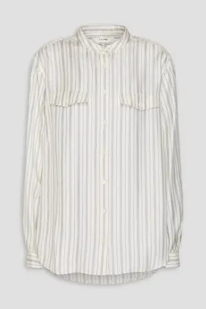 FRAME Femme Pocket Striped Silk-twill Shirt