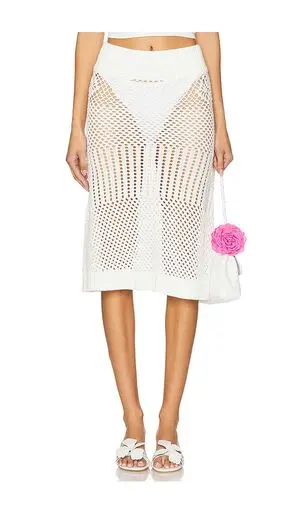 Frankies Bikinis Orchard Crochet Midi Skirt - White