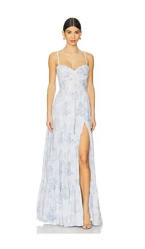 V. CHAPMAN Gwen Gown - Blue Tapestry Rose