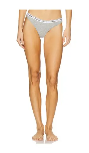 Calvin Klein Modern Icon Logo Thong In Grey - Grey Heather