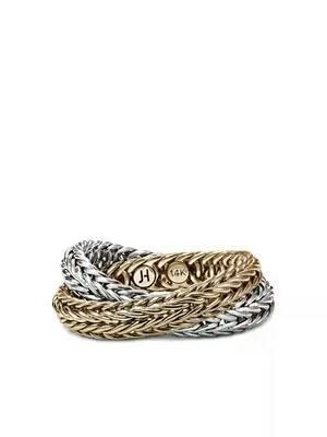 John Hardy 14k Yellow Gold And Sterling Kami Chain Crossover Ring - Silver